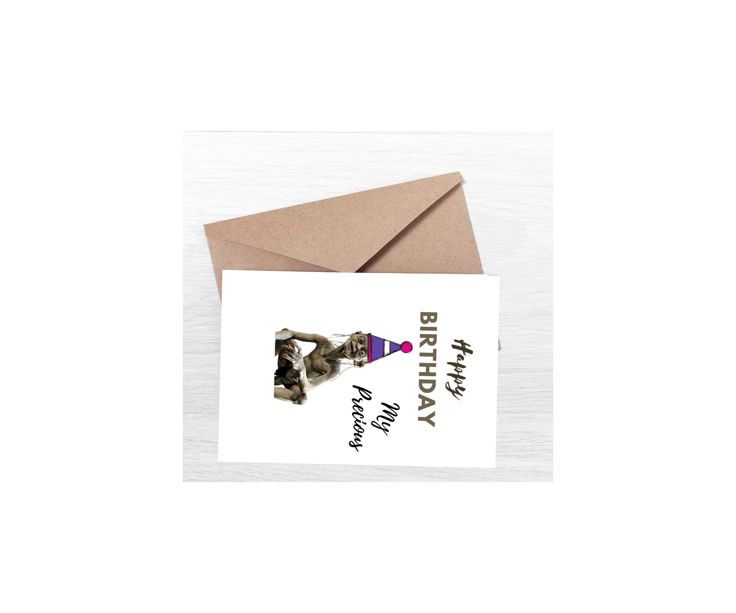 "Happy Birthday My Precious" Gollum Birthday Greeting Card, 7x5 inch Card with Envelope.