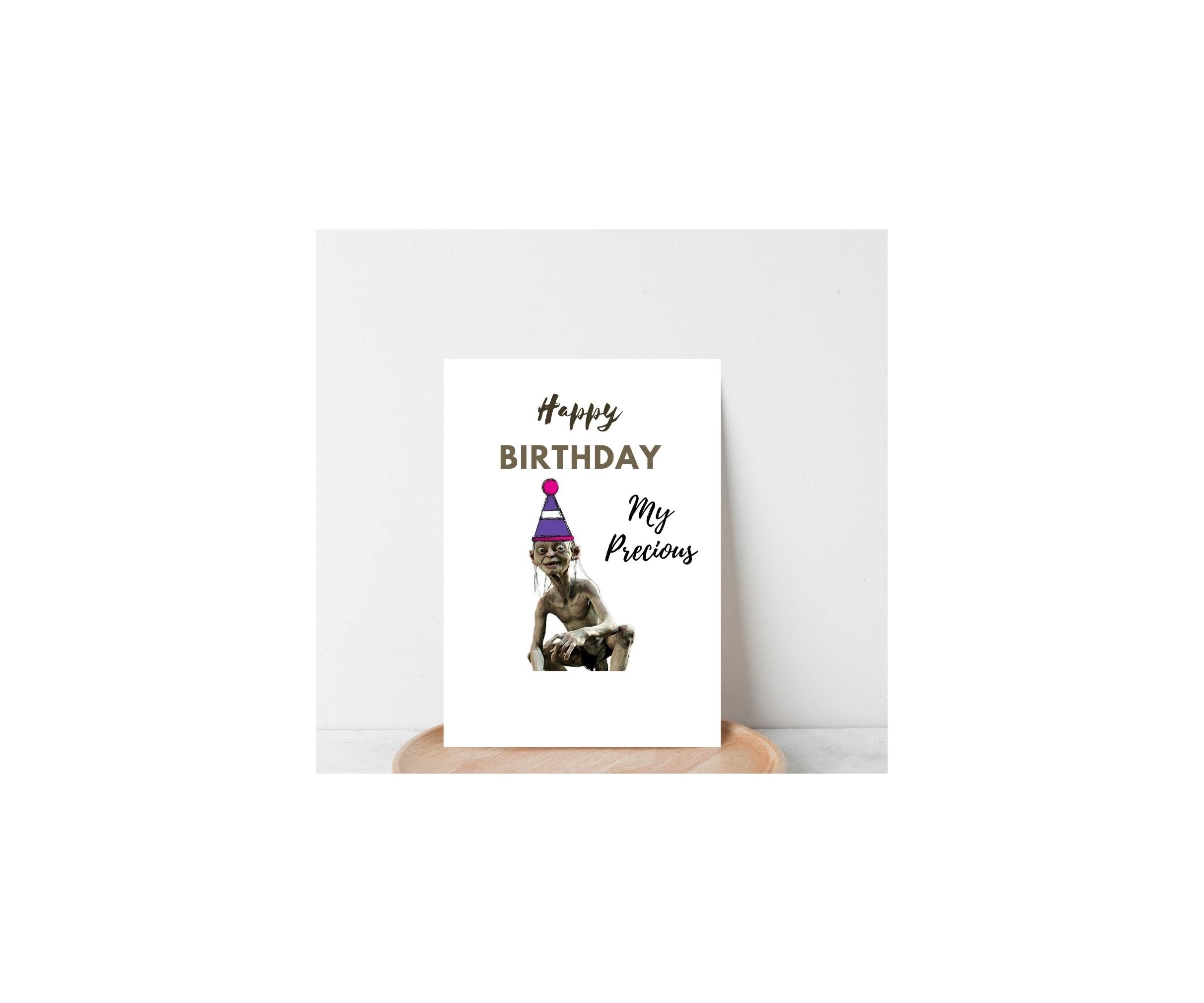 "Happy Birthday My Precious" Gollum Birthday Greeting Card, 7x5 inch Card with Envelope.