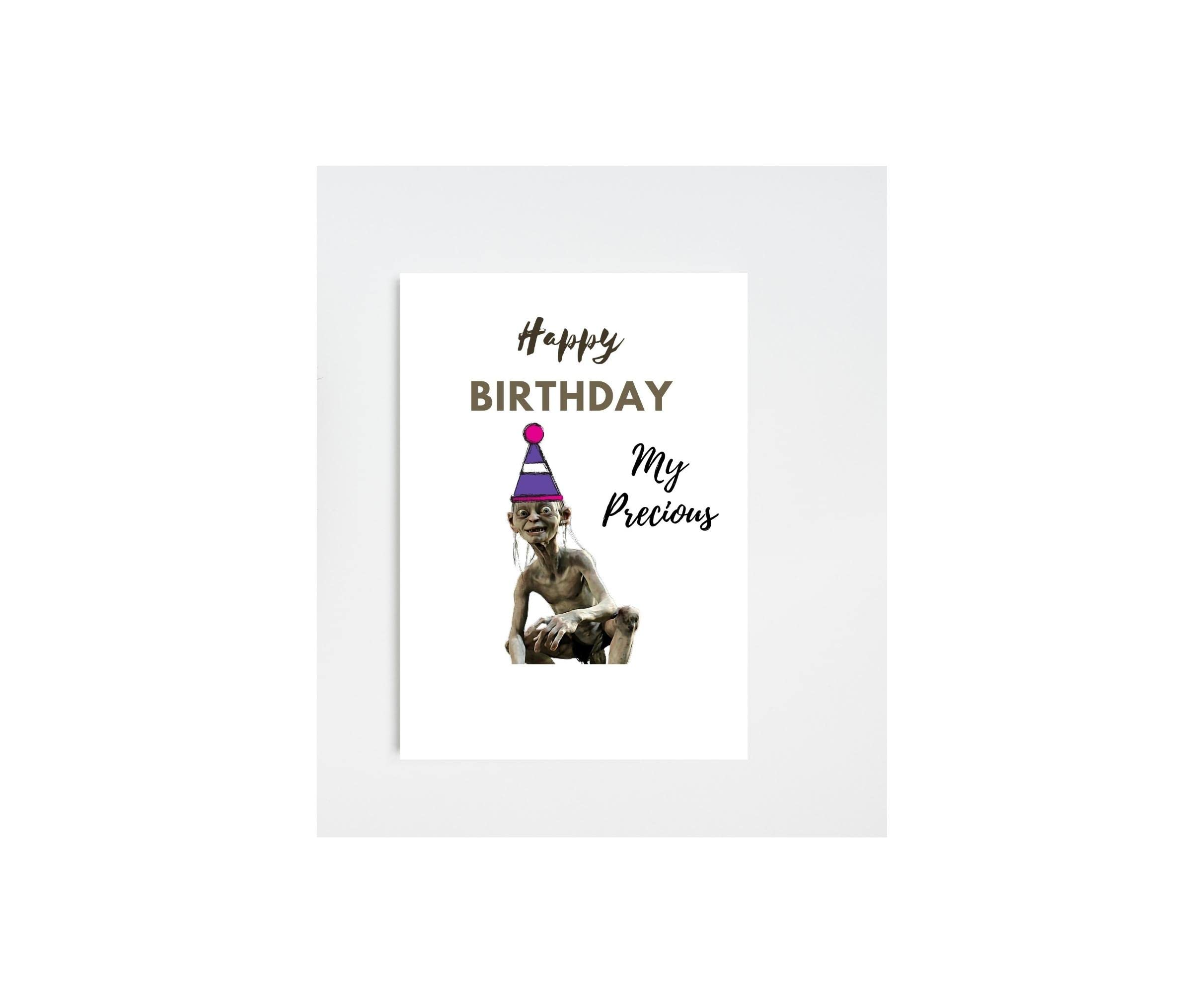 "Happy Birthday My Precious" Gollum Birthday Greeting Card, 7x5 inch Card with Envelope.