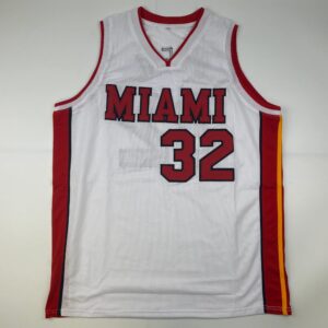 Autographed/Signed Shaquille Shaq O'Neal Miami Heat White Basketball Jersey Beckett BAS COA