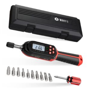 vanpo digital torque screwdriver 2.66-53.1 in-lbs/0.3-6 nm, adjustable screwdriver torque wrench set with buzzer/led indicator notification for bike repairing, tools, maintenance and mounting