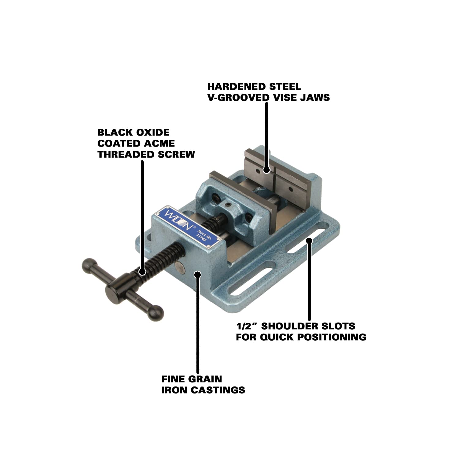 JET JWDP-12, 12-Inch Benchtop Drill Press (716000) and Wilton LP4 Low Profile Drill Press Vise, 4" Jaw Width (11744)