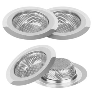 ohtomber 4 pack sink strainer - stainless steel kitchen sink strainers for kitchen sink with large wide rim 4.5" diameter, sink food catcher drain strainer cover for most kitchen sink drain