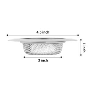 Ohtomber 4 Pack Sink Strainer - Stainless Steel Kitchen Sink Strainers for Kitchen Sink with Large Wide Rim 4.5" Diameter, Sink Food Catcher Drain Strainer Cover for Most Kitchen Sink Drain