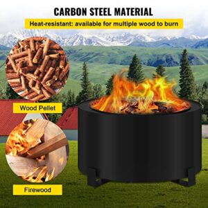 VEVOR Stove Bonfire, Carbon Steel Smokeless Fire Pit, 23.6-inch Diameter Stove Bonfire Fire Pit, Double Wall Design Smokeless Fire Bowl, Portable Wood Burning Fire Pit for Outdoor Picnic Camping Black