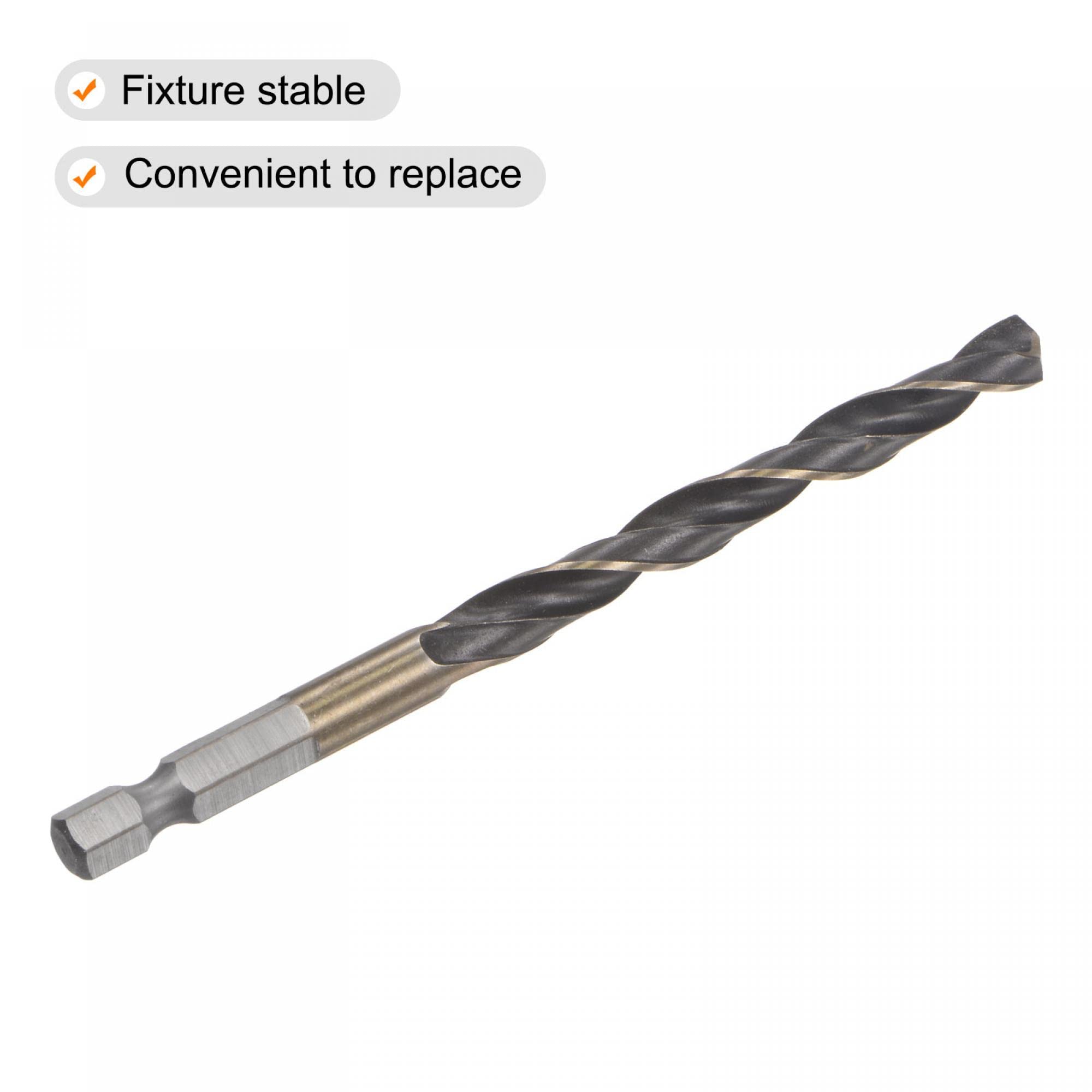 uxcell High Speed Steel Hex Shank Twist Drill Bit, 7mm Drilling Dia with 1/4 Inch Hex Shank 105mm Length