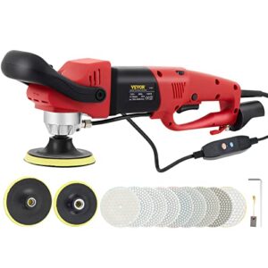 vevor wet polisher grinder, variable speed 8 pcs polishing kit, with 4" & 5" diamond pads, buffing machine w 59" pipe adapter & splash shield, concrete stone tool for granite/marble countertop ce