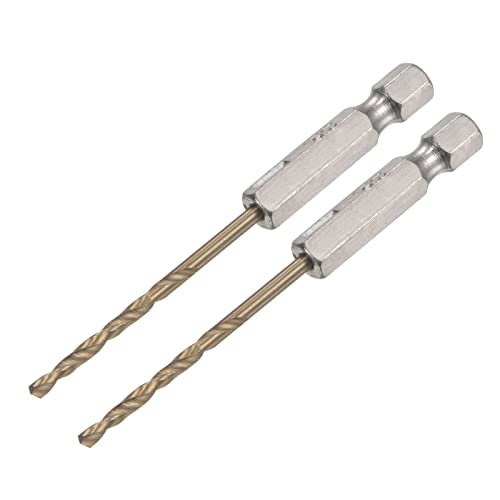 uxcell 2 Pcs High Speed Steel Hex Shank Twist Drill Bit, 2.5mm Drilling Dia with 1/4 Inch Hex Shank 75mm Length