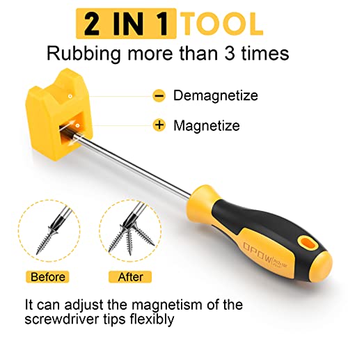 OPOW 12-Piece Magnetic Screwdrivers Sets with Storage Case, Professional Screwdriver Set Includes Flat, Phillips,Torx, Non-Slip for Repair Home Improvement Craft