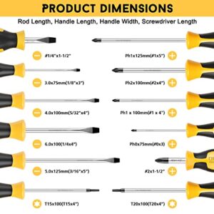 OPOW 12-Piece Magnetic Screwdrivers Sets with Storage Case, Professional Screwdriver Set Includes Flat, Phillips,Torx, Non-Slip for Repair Home Improvement Craft