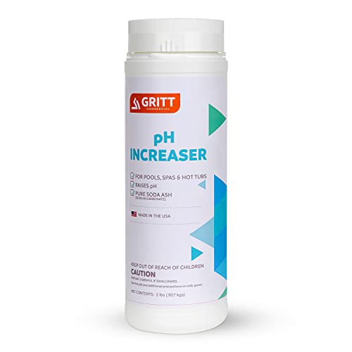 Gritt Commercial pH Increaser | pH up | Swimming Pool, Spa and Hot Tub Chemicals | Raise pH Levels | Soda Ash | Natural 100% Pure Sodium Carbonate Granules | pH Balance | Indoor and Outdoor Pools 2lbs