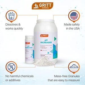 Gritt Commercial pH Increaser | pH up | Swimming Pool, Spa and Hot Tub Chemicals | Raise pH Levels | Soda Ash | Natural 100% Pure Sodium Carbonate Granules | pH Balance | Indoor and Outdoor Pools 2lbs