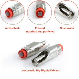 DRULAT 1/2" NPT Pig Nipple Waterer for Barrel Kit 8PCS Automatic Pig Waterer with Filter for Sows Piglets Dogs