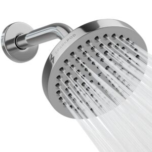 sparkpod 6" rain shower head with 6" shower arm - high pressure rain - luxury modern look - no hassle tool-less 1-min installation (chrome)