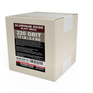 #220 aluminum oxide - 12 lbs - ultra fine premium long-lasting sand blasting media, high abrasive force sand blaster sand for metal, glass, stone or wood, sandblasters, blasting cabinet, blasting guns