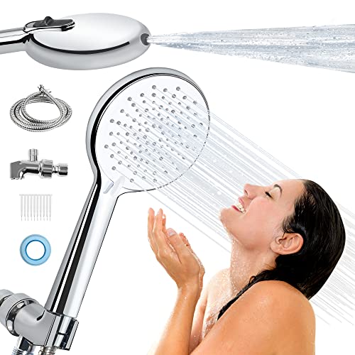 yeulluey Handheld Showerheads, High Pressure Shower Head with Hose 3 Settings Detachable Shower Heads Sprayer Built-in Power Wash to Clean Tub, Tile & Pets