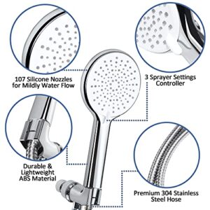 yeulluey Handheld Showerheads, High Pressure Shower Head with Hose 3 Settings Detachable Shower Heads Sprayer Built-in Power Wash to Clean Tub, Tile & Pets