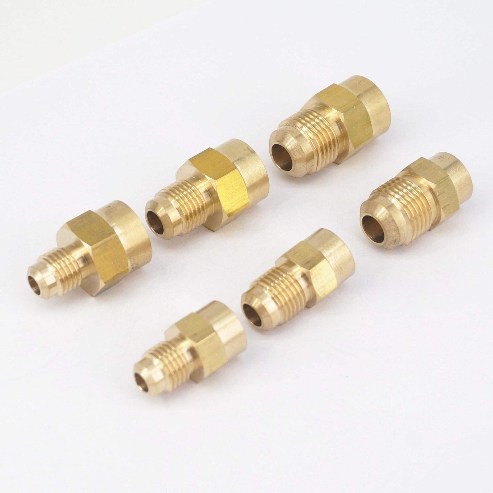 Flare Thread 7/16" 1/2" 5/8" UNF Male - 1/8" 1/4 NPT Female Brass SAE 45 Degree Pipe Fittings Adapters 1000 PSI Type 4