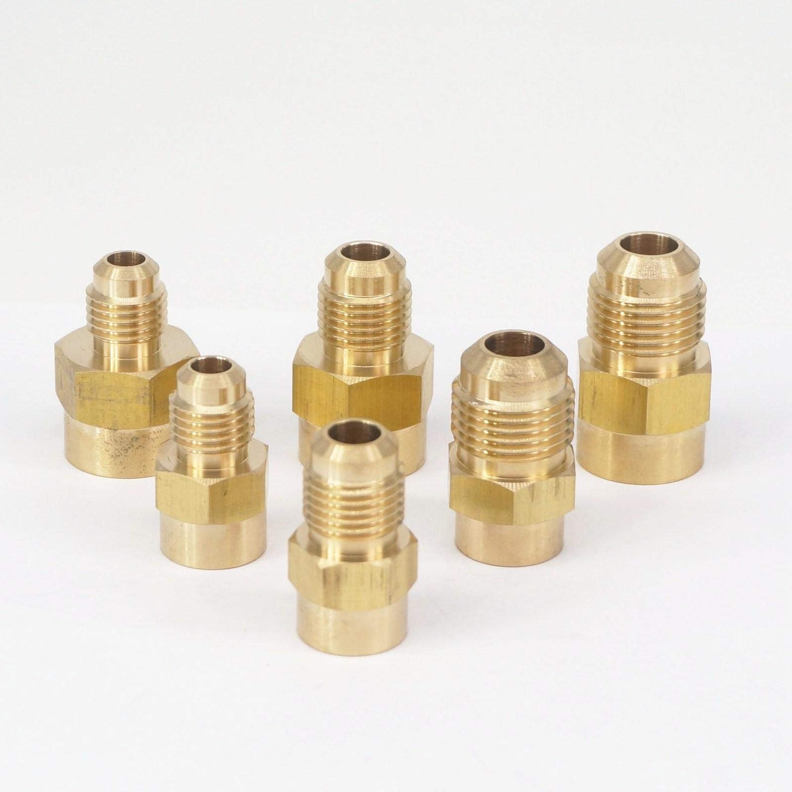 Flare Thread 7/16" 1/2" 5/8" UNF Male - 1/8" 1/4 NPT Female Brass SAE 45 Degree Pipe Fittings Adapters 1000 PSI Type 4