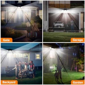 Solar Lights Outdoor, 3 Head Solar Motion Lights Outdoor with 2500LM 232 LEDs High Brightness, Built-in Bigger Tempered Glass Solar Panel, Sensitive PIR Motion Inductor(2-Pack)