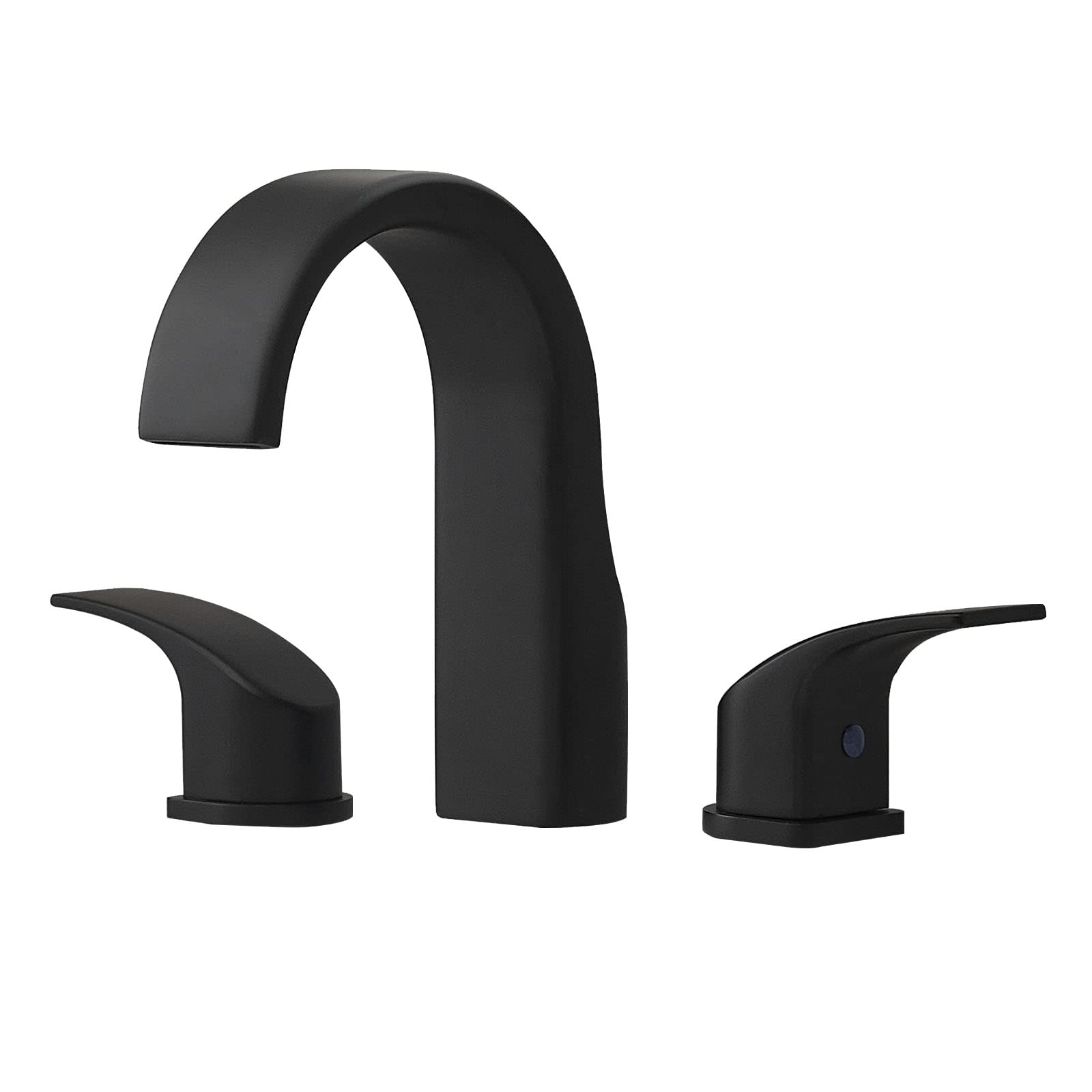 RUMOSE Matte Black Bathroom Faucet Widespread Bathroom Sink Faucet Two Handle 8 inch Bathroom Faucets for Sink 3 Hole, Brass Waterfall Mixer Taps