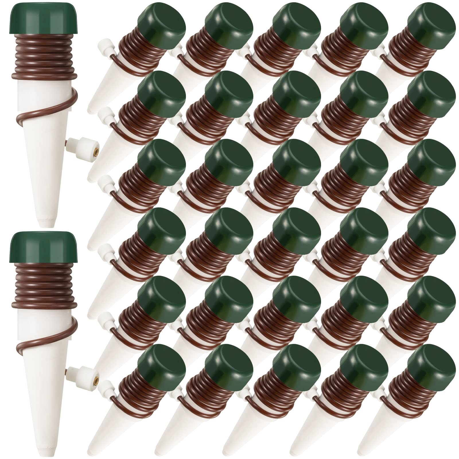 32 Pack Automatic Plant Watering Stakes Potted Plants Watering Spikes Houseplant Self Watering Devices Terracotta Self Drip Irrigation Waterer Set for Indoor Outdoor Vacation Plants Nanny (White)