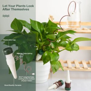 32 Pack Automatic Plant Watering Stakes Potted Plants Watering Spikes Houseplant Self Watering Devices Terracotta Self Drip Irrigation Waterer Set for Indoor Outdoor Vacation Plants Nanny (White)