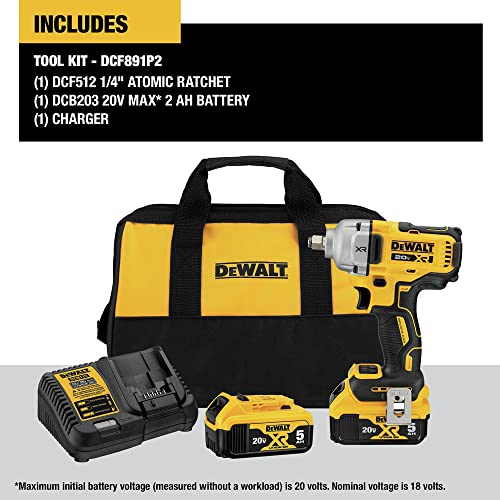 DEWALT 20V MAX Impact Wrench, Cordless, 1/2 inch, 2 Batteries and Charger Included (DCF891P2)