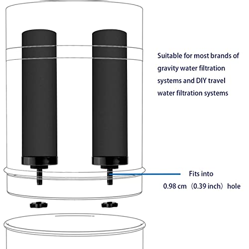 Huining 2PCS Black Water Filters for Household Water Bucket Water Filtration System Gravity Water Filter System Water Purifier Survival Compatible With Berkey Water Filter System