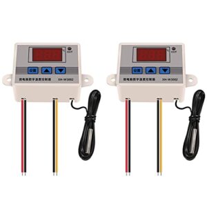 umlife 2pcs xh-w3002 dc 110v-220v 1500w 10a microcomputer digital temperature controller digital display thermostat control switch and ntc 10k thermistor sensors temperature probe (110-220v 1500w)