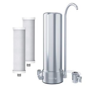 waterdrop 5-stage stainless steel countertop water filter, reduces heavy metals, bad taste, chlorine, up to 99% of impurities, 2 pack