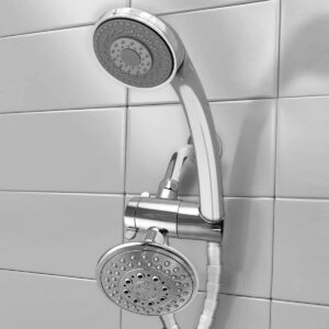 Meccion 3-Way Diverter Valve 1/2 Inch Shower Arm Diverter with Handheld Showerhead Bracket, Shower Head Arm Mounted Diverter with Teflon Tape