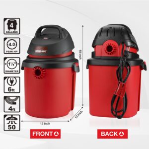 Shop-Vac 4 Gallon 4.0 Peak HP Wet/Dry Vacuum, Portable Compact Shop Vacuum with Tool Holder, Wall Bracket & Attachments, Ideal for Home, Jobsite, Garage, Car & Workshop. 5890470