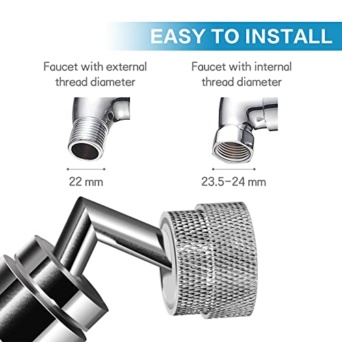 Universal Splash Filter Faucet Aerator - 720 Degree Swivel Sink Faucet Extender, Faucet Sprayer Attachment for Bathroom Face Washing, Gargle & Eye Flush Adapter