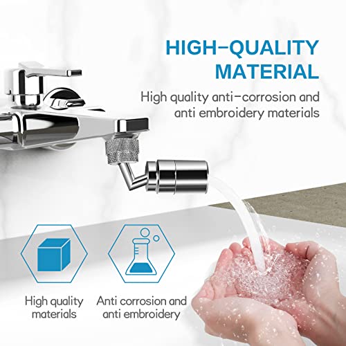 Universal Splash Filter Faucet Aerator - 720 Degree Swivel Sink Faucet Extender, Faucet Sprayer Attachment for Bathroom Face Washing, Gargle & Eye Flush Adapter