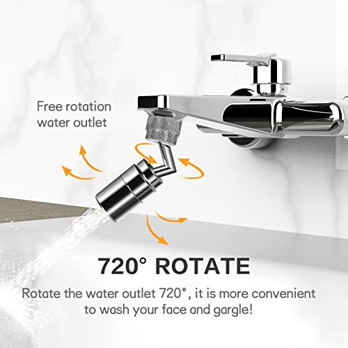 Universal Splash Filter Faucet Aerator - 720 Degree Swivel Sink Faucet Extender, Faucet Sprayer Attachment for Bathroom Face Washing, Gargle & Eye Flush Adapter