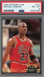 michael jordan 1992 stadium club basketball card #210 graded psa 8