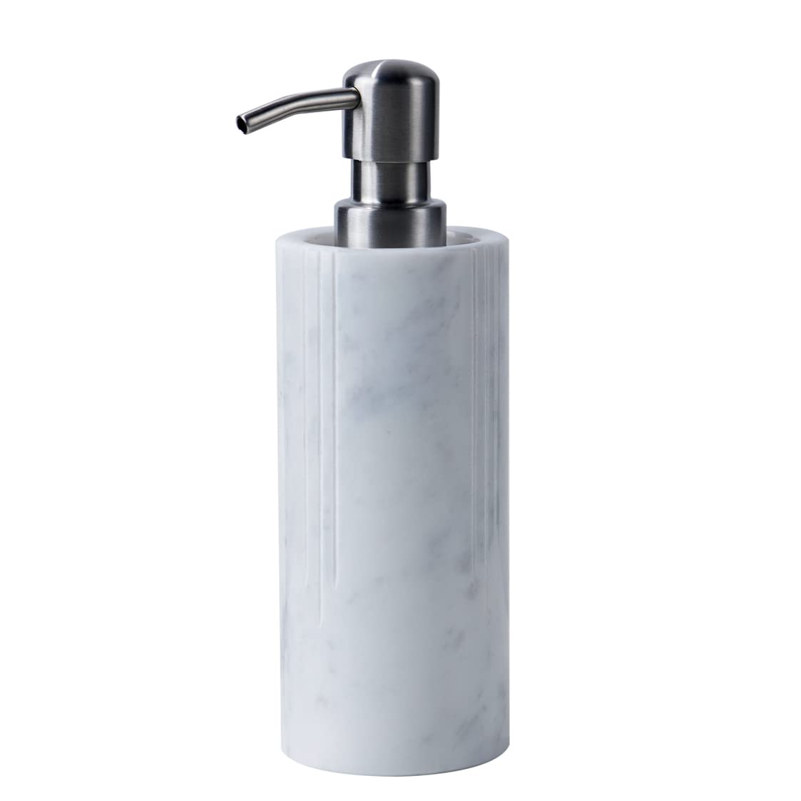 PHINILUX Luxurious White Marble Soap Pump Dispenser for Countertop, Bathroom & Kitchen, Hand or Dish Liquid Soap/Lotion 304 Steel Pump Bottle, Italy Carrara, Vanity