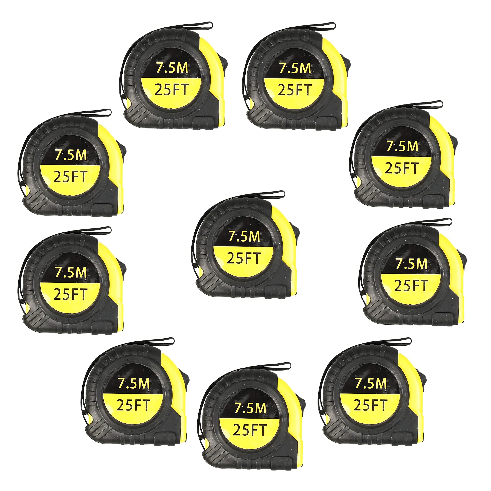 Tape Measure 25 ft, 10 Pack, Easy Read Retractable Tape Measure with Fractions Imperial and Metric Tape Measurers, 25 Foot by 1 inch