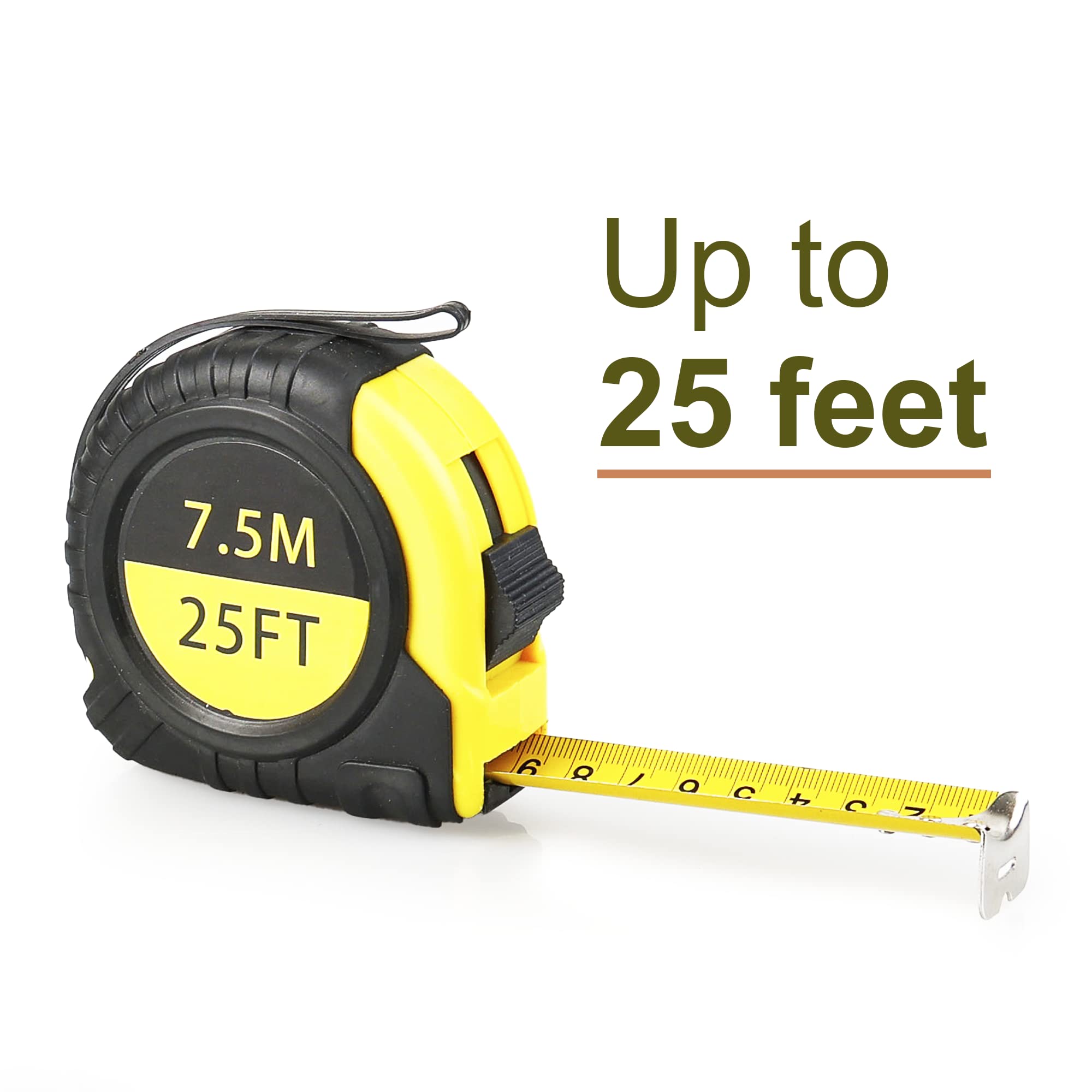 Tape Measure 25 ft, 10 Pack, Easy Read Retractable Tape Measure with Fractions Imperial and Metric Tape Measurers, 25 Foot by 1 inch