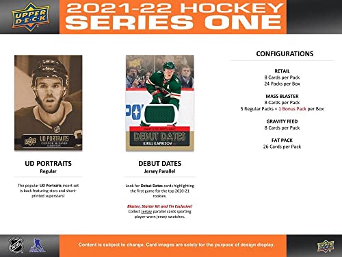 2021-22 Upper Deck Hockey Series 1 Retail Box (24 Packs/8 Cards: 6 Young Guns)