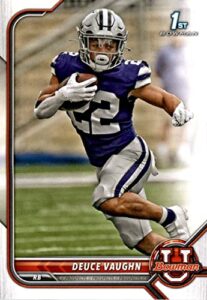 2022 bowman university #43 deuce vaughn paper kansas state wildcats football