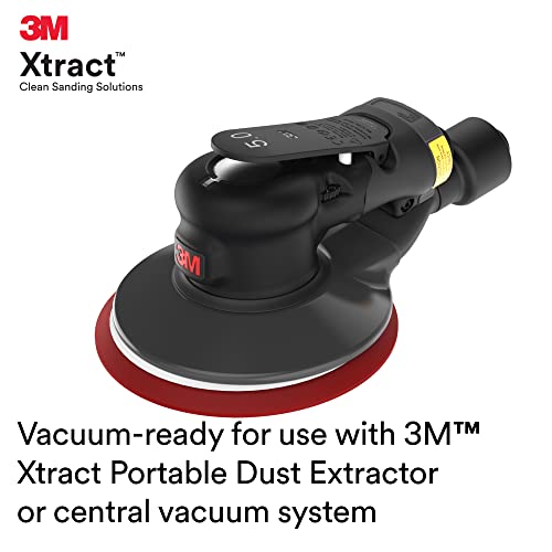 3M Random Orbital Sander, Xtract Pneumatic 88956, 6 in, with Central Vacuum Attachment, 3/8 in Orbit, Ergonomic and Lightweight ROS, .28 HP (209W) Motor