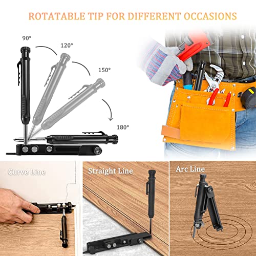 Multi-function Scribing Tool - Construction Carpenter Scribe Tool, Aluminum Alloy Scriber with Deep Hole Pencil, DIY Woodworking Scribe Contour Gauge Wood Shape Duplicator Line Maker Measuring Tool