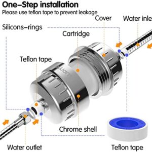 BWDM Shower Filter - Shower Head Filter - Hard Water Filter - 3 Cartridges Included, Remove Chlorine Heavy Metals and Sediments, Vitamin C Water Softener Reduces Dry Itchy Skin, Dandruff