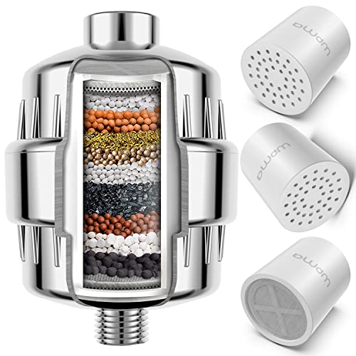 BWDM Shower Filter - Shower Head Filter - Hard Water Filter - 3 Cartridges Included, Remove Chlorine Heavy Metals and Sediments, Vitamin C Water Softener Reduces Dry Itchy Skin, Dandruff