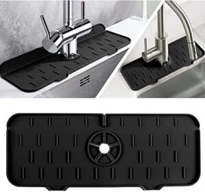 kitchen faucet sink splash guard silicone faucet sink water catcher mat draining pad splash countertop rubber drying mat for kitchen bathroom countertop protect sink splash guard(black a)