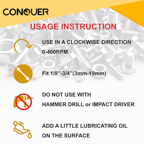 CONQUER Tools Deburring External Chamfer Tool, Premium Tungsten Blade, Deburring Drill Bit, Remove Burr Tools Quick Release Shank Fits for 1/8"-3/4"(3mm-19mm) Stainless Steel Burr Removal, Countersink