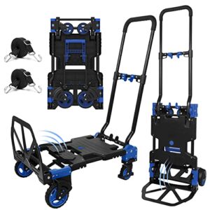 t.chilyn folding hand truck,aluminum luggage dolly cart,heavy duty hand truck dolly 330lbs capacity with telescoping and rubber wheels for indoor outdoor moving.