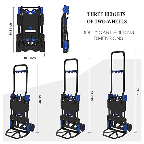 T.Chilyn Folding Hand Truck,Aluminum Luggage Dolly Cart,Heavy Duty Hand Truck Dolly 330lbs Capacity with Telescoping and Rubber Wheels for Indoor Outdoor Moving.